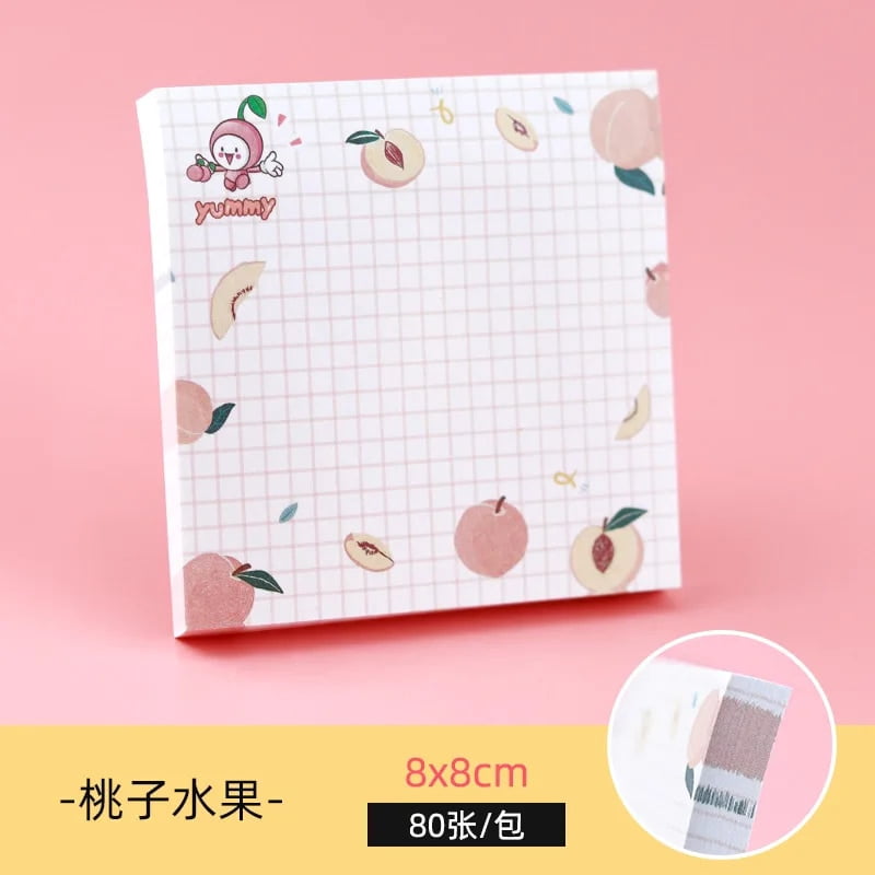 80 pages/pack Kawaii Animals And Fruits Sticky Notes Memo Pad To Do ...