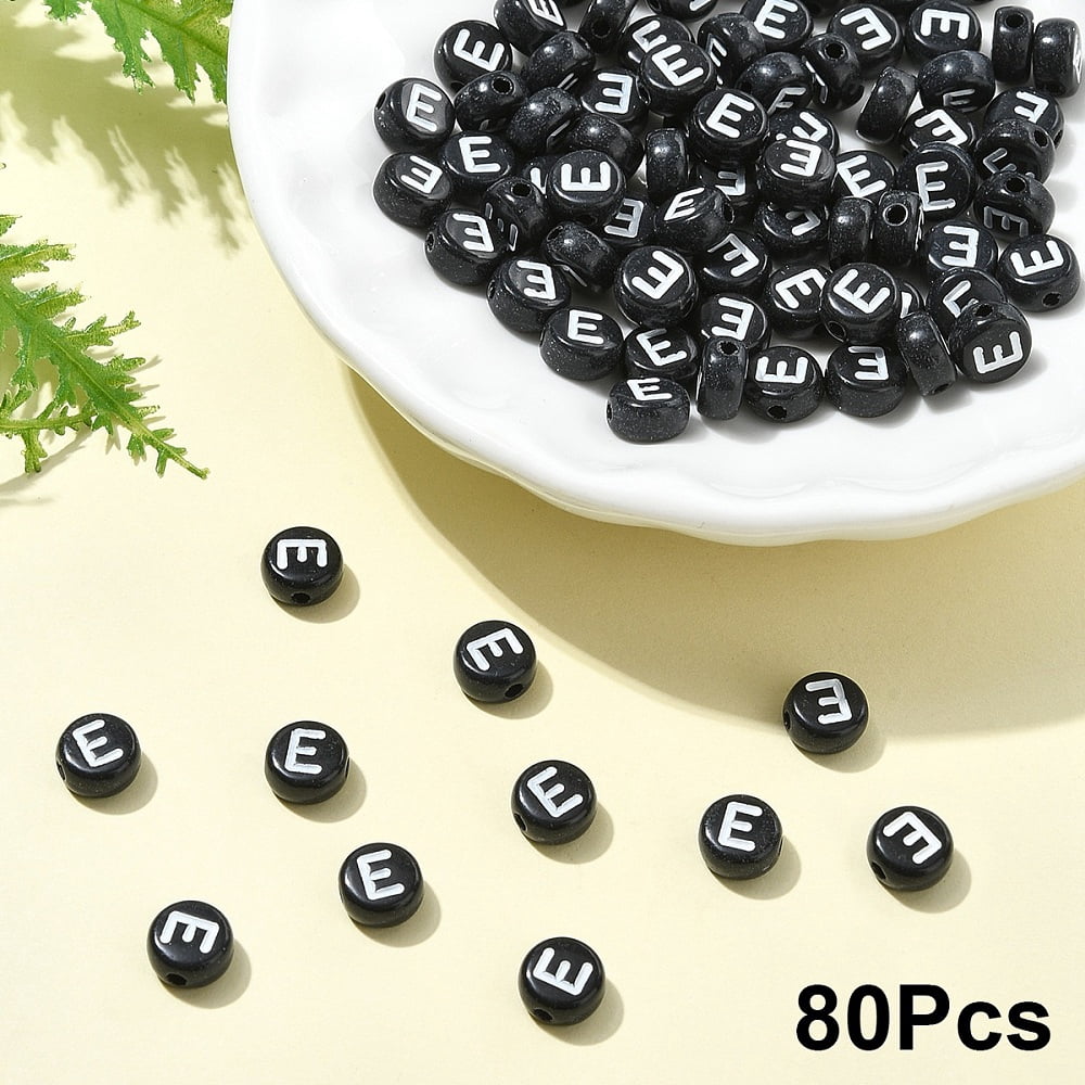 80 pc Opaque Acrylic Horizontal Hole Beads with Enamel Flat Round ...