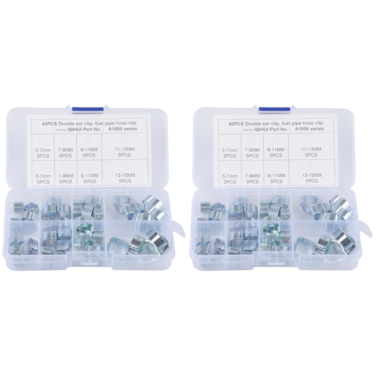 80 pcs 5 Specifications Double Ears Hose Clips Water Fuel Air Tube ...