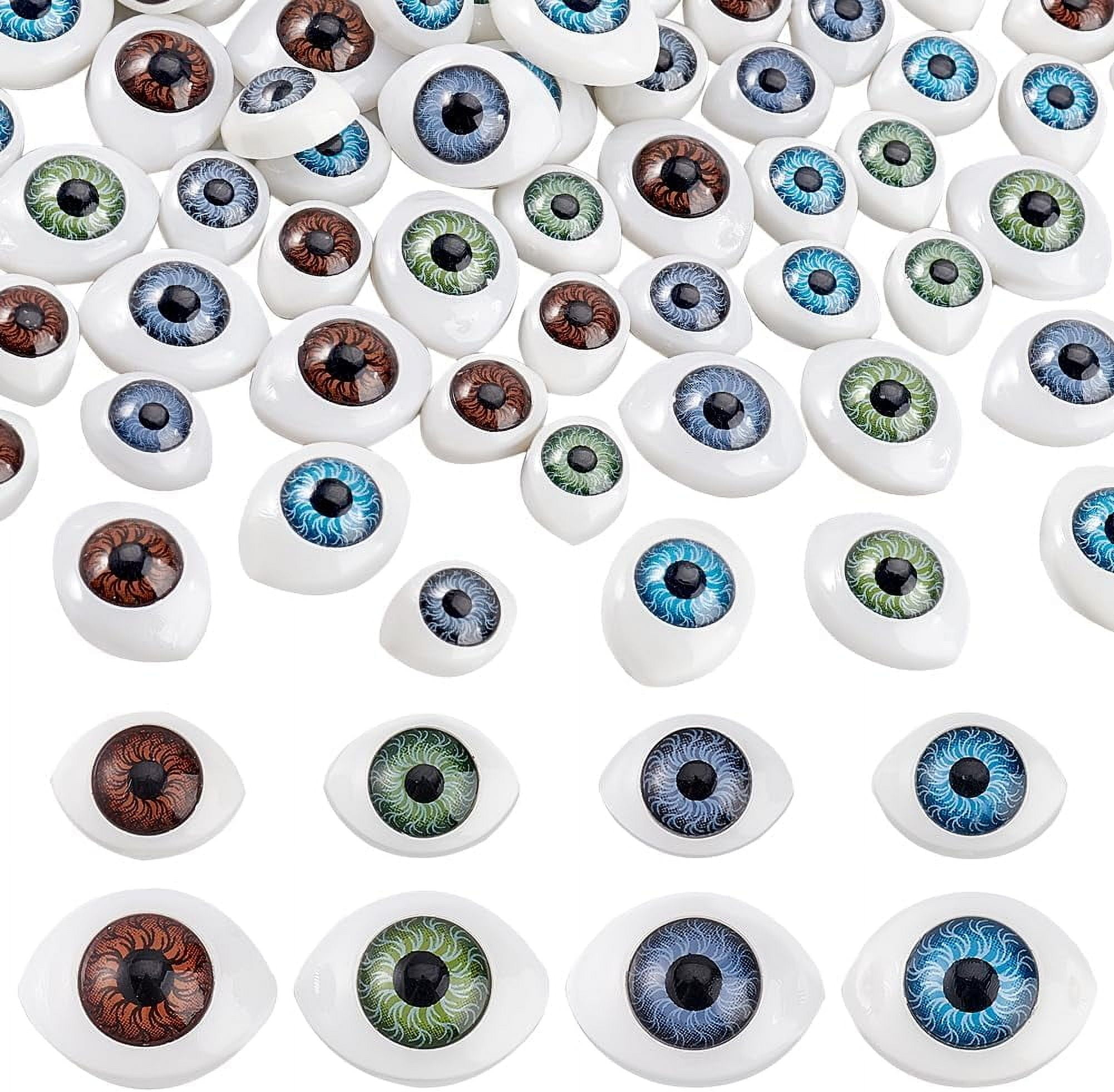 80 pcs Half Round Eye Plastic Craft Eyes Scary Eyes Cabochons Oval Flat ...