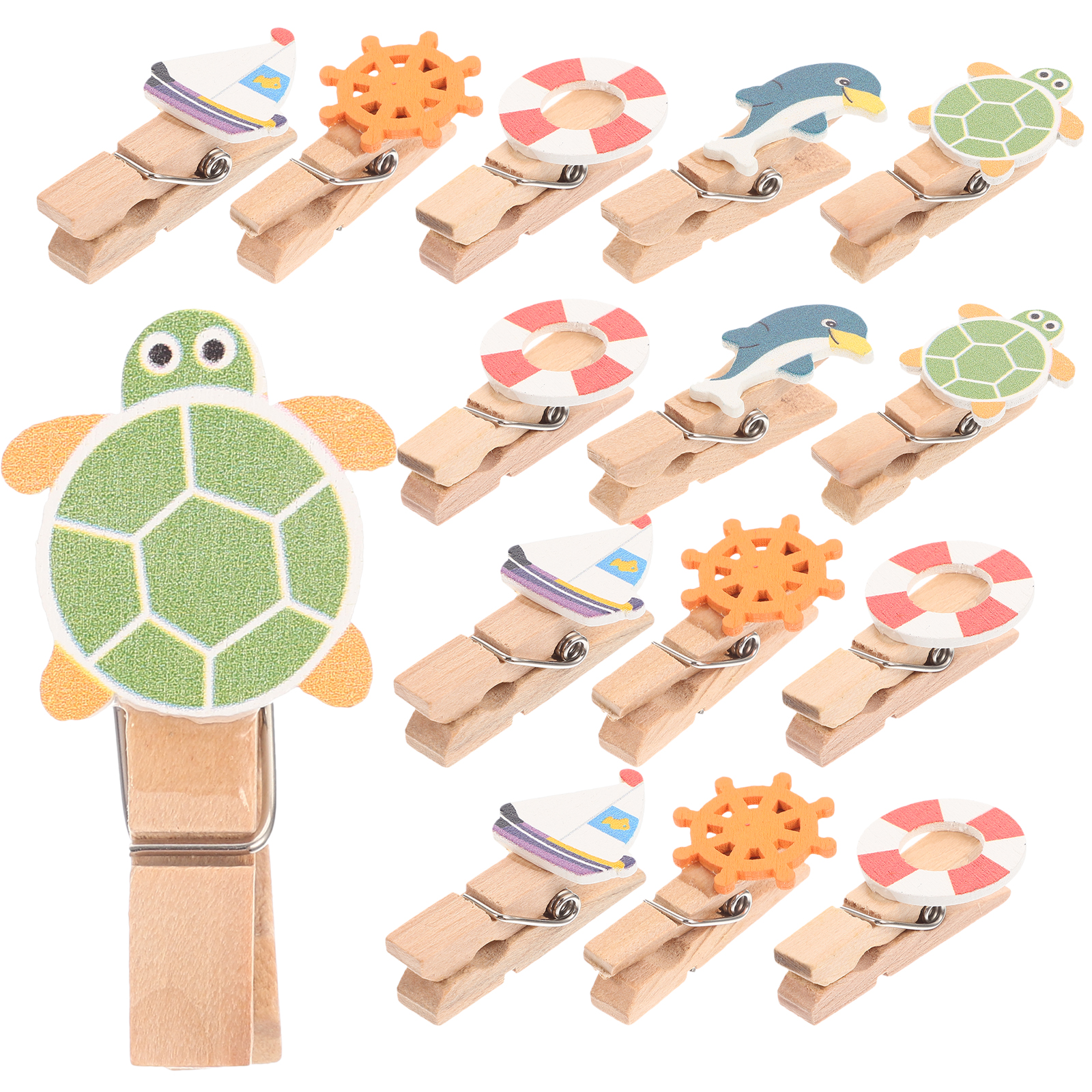 80 pcs Mini Ocean Theme Wooden Clips Small Decorative Wood Peg Pins ...