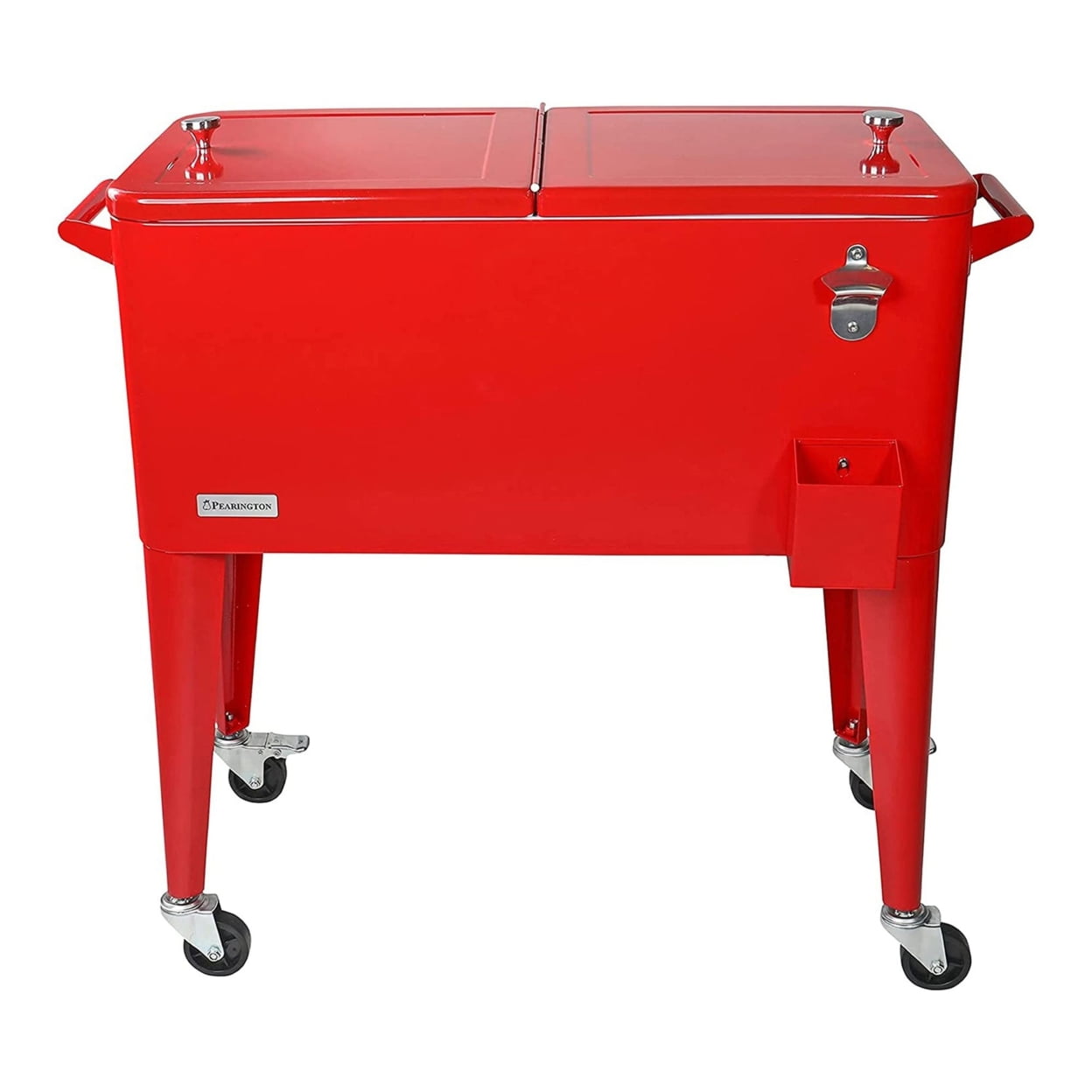 Pearington 80 qt. Large Outdoor Red Chest Cooler with Rolling Wheels ...