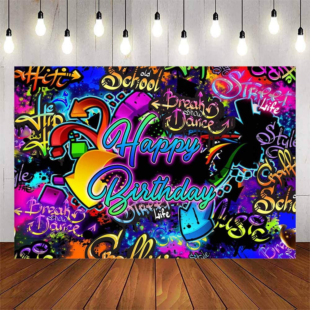 80's 90's Birthday Backdrop Retro Hip Hop Birthday Party Background ...