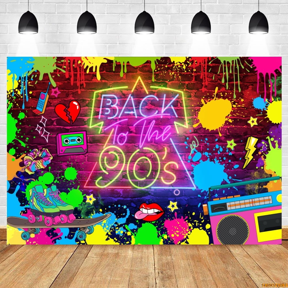 80's 90's Music Hip Hop Disco Photography Backdrop Graffiti Neon Glow ...