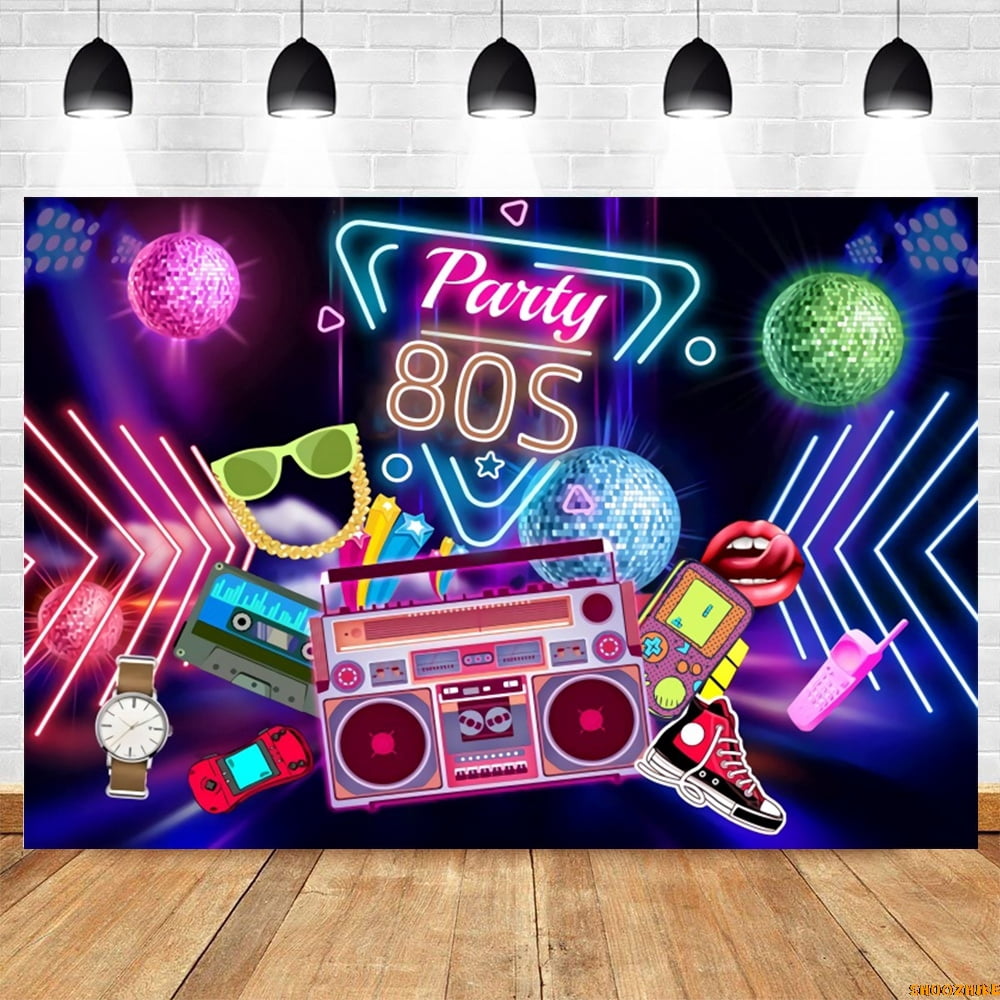 80's 90's Music Hip Hop Disco Photography Backdrop Graffiti Neon Glow ...