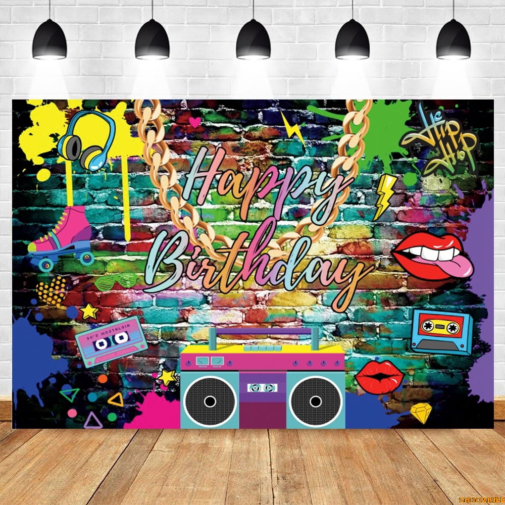80's 90's Music Hip Hop Disco Photography Backdrop Graffiti Neon Glow ...