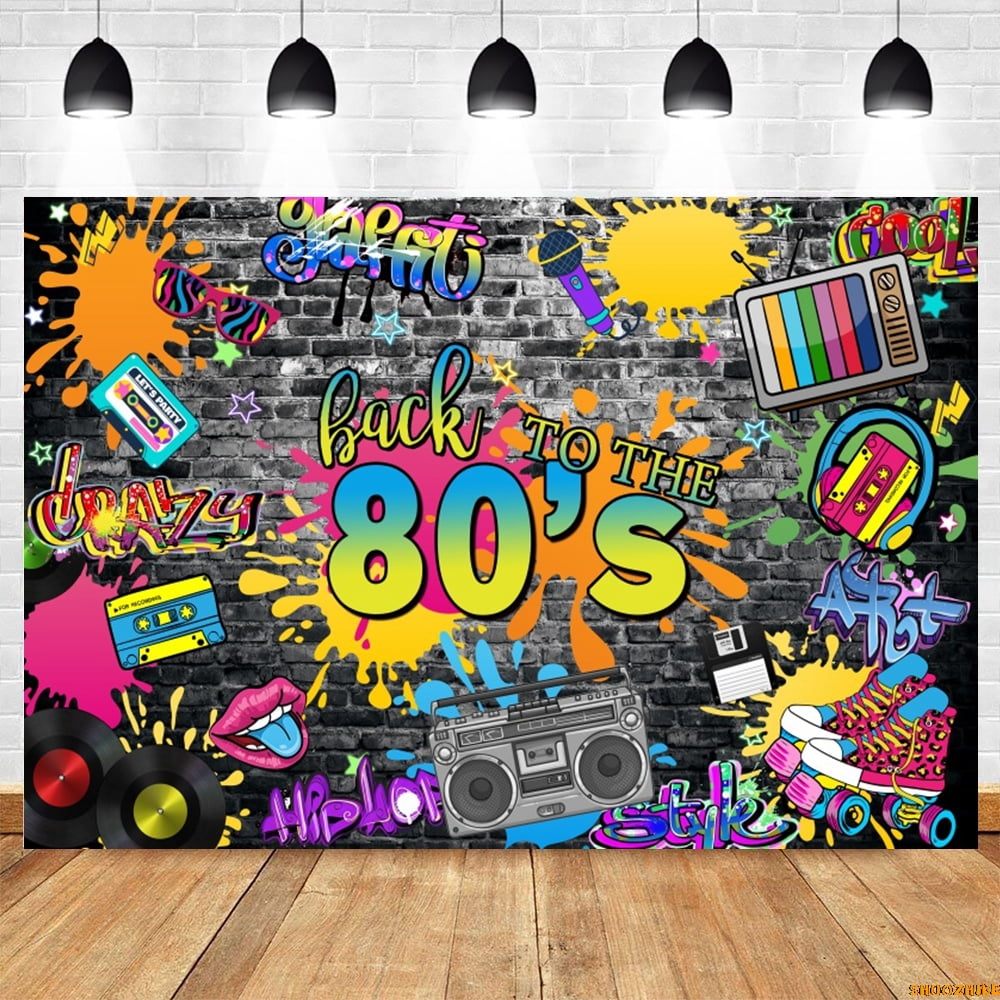 80's 90's Music Hip Hop Disco Photography Backdrop Graffiti Neon Glow ...