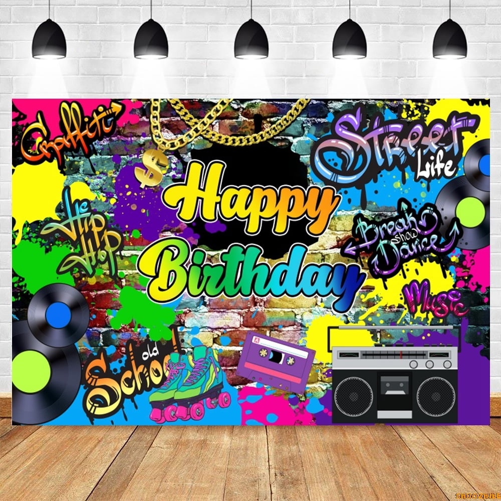 80's 90's Music Hip Hop Disco Photography Backdrop Graffiti Neon Glow ...