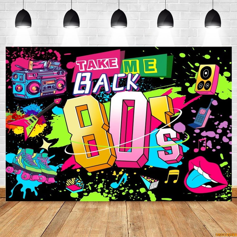 80's 90's Music Hip Hop Disco Photography Backdrop Graffiti Neon Glow ...