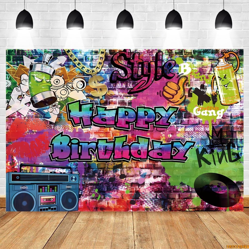 80's 90's Music Hip Hop Disco Photography Backdrop Graffiti Neon Glow ...