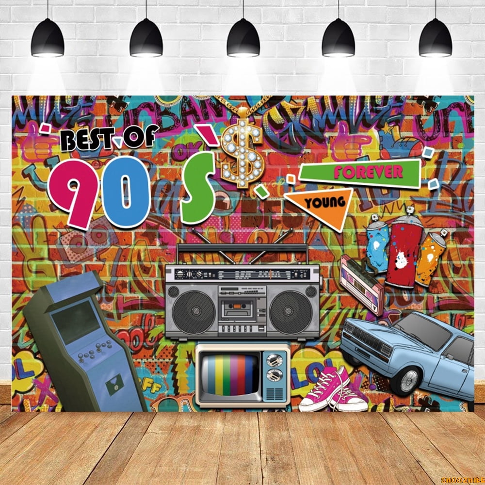 80's 90's Music Hip Hop Disco Photography Backdrop Graffiti Neon Glow ...