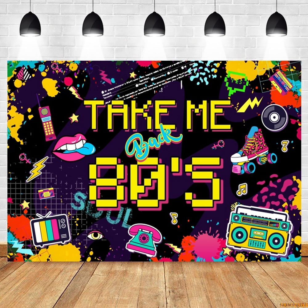 80's 90's Music Hip Hop Disco Photography Backdrop Graffiti Neon Glow ...