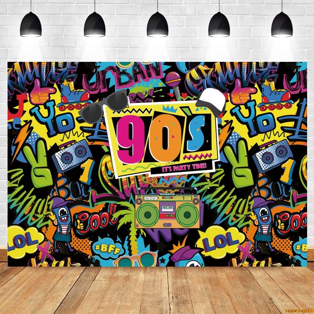 80's 90's Music Hip Hop Disco Photography Backdrop Graffiti Neon Glow ...