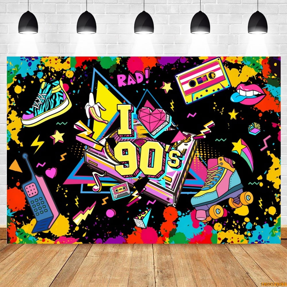80's 90's Music Hip Hop Disco Photography Backdrop Graffiti Neon Glow ...