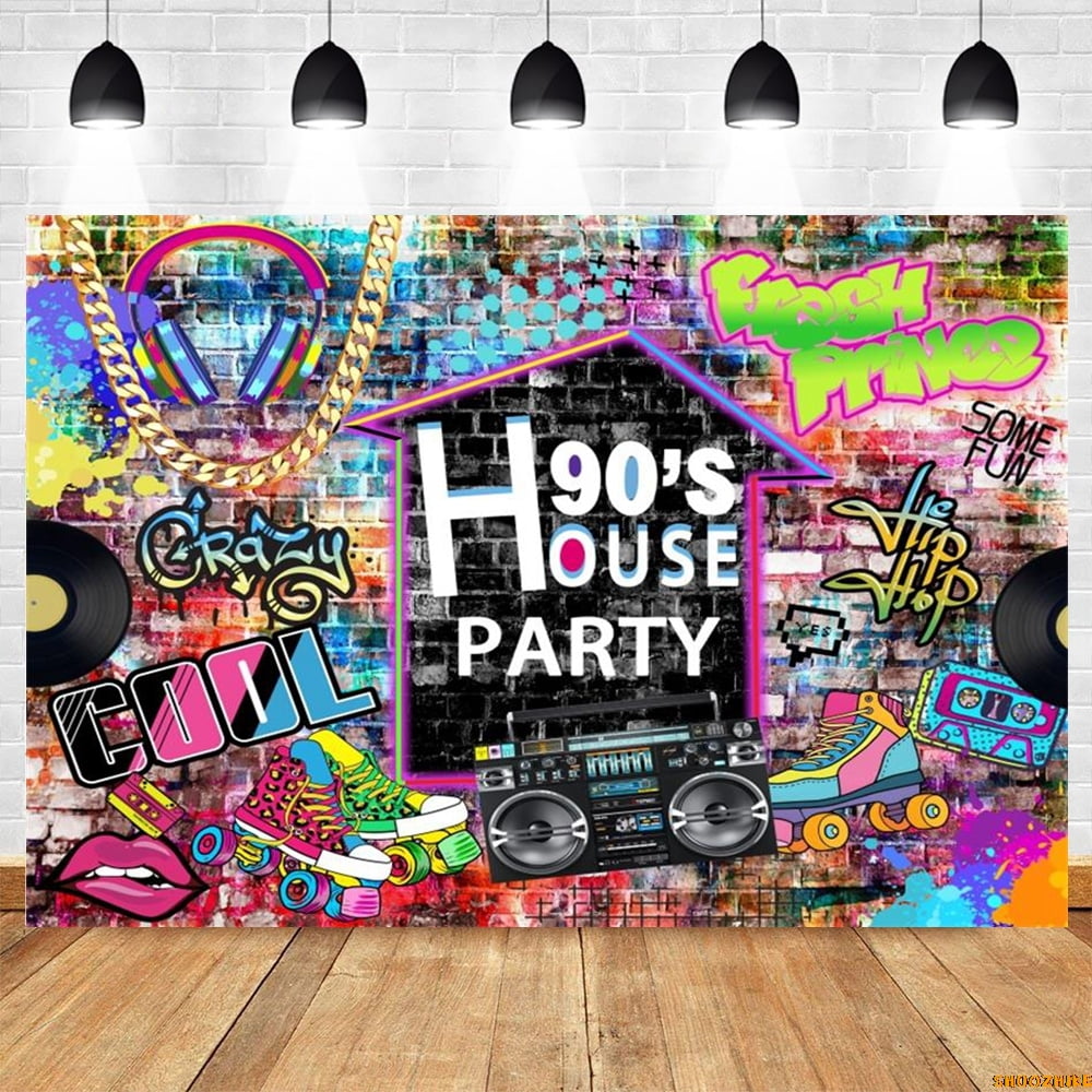 80's 90's Music Hip Hop Disco Photography Backdrop Graffiti Neon Glow ...