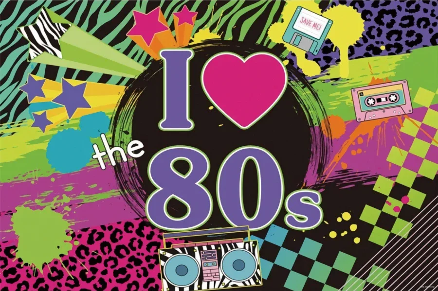 80‘s Backdrop I Love The 80s Hop 1980 Adult Birthday Party Photography ...