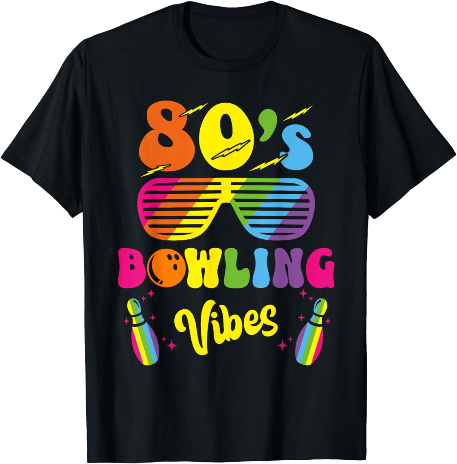 80's Bowling Vibes 1980s Retro Style Team Outfit Bowler T-Shirt ...
