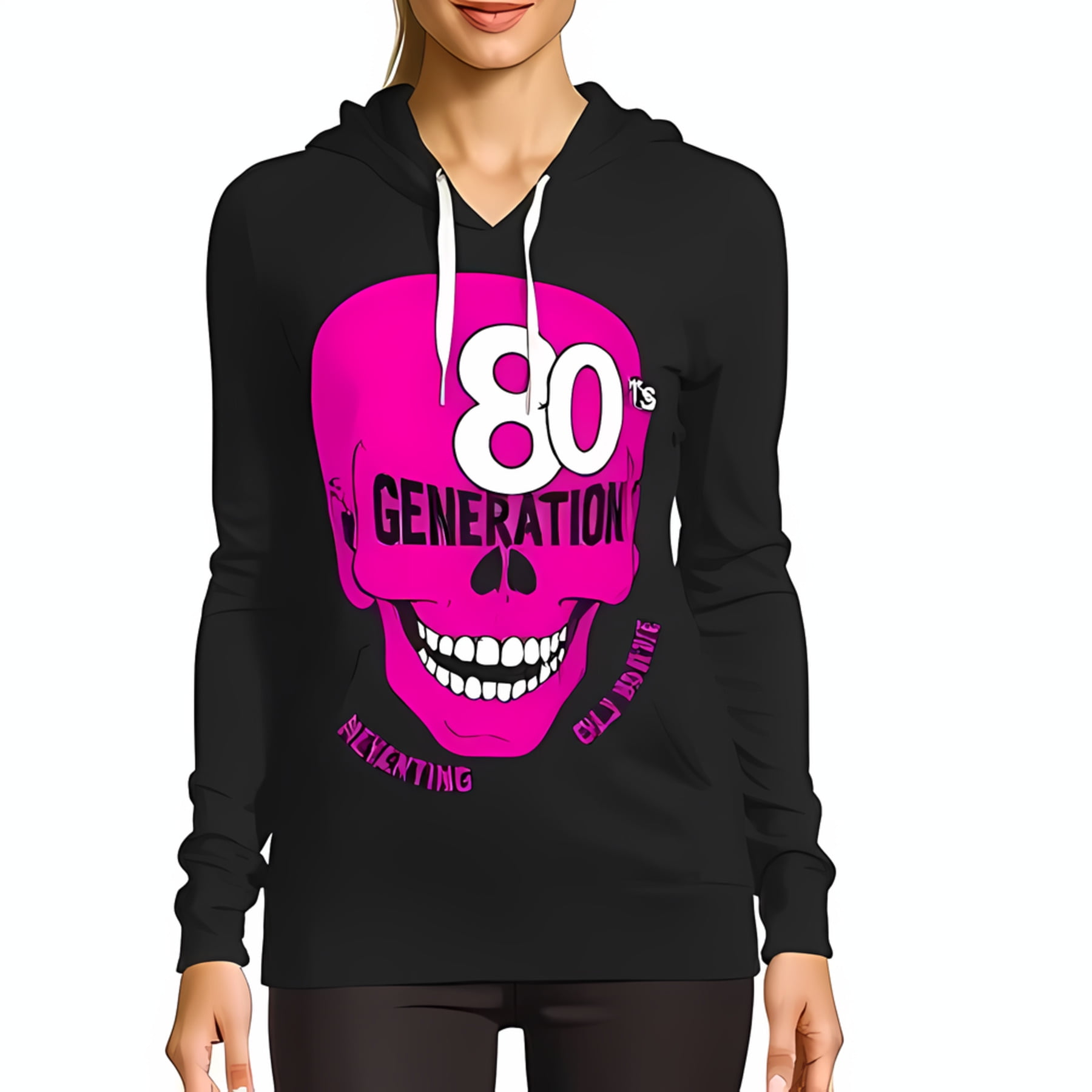 80's Generation Hoodie - Bold Pink Graphic Vintage 1980s Style ...