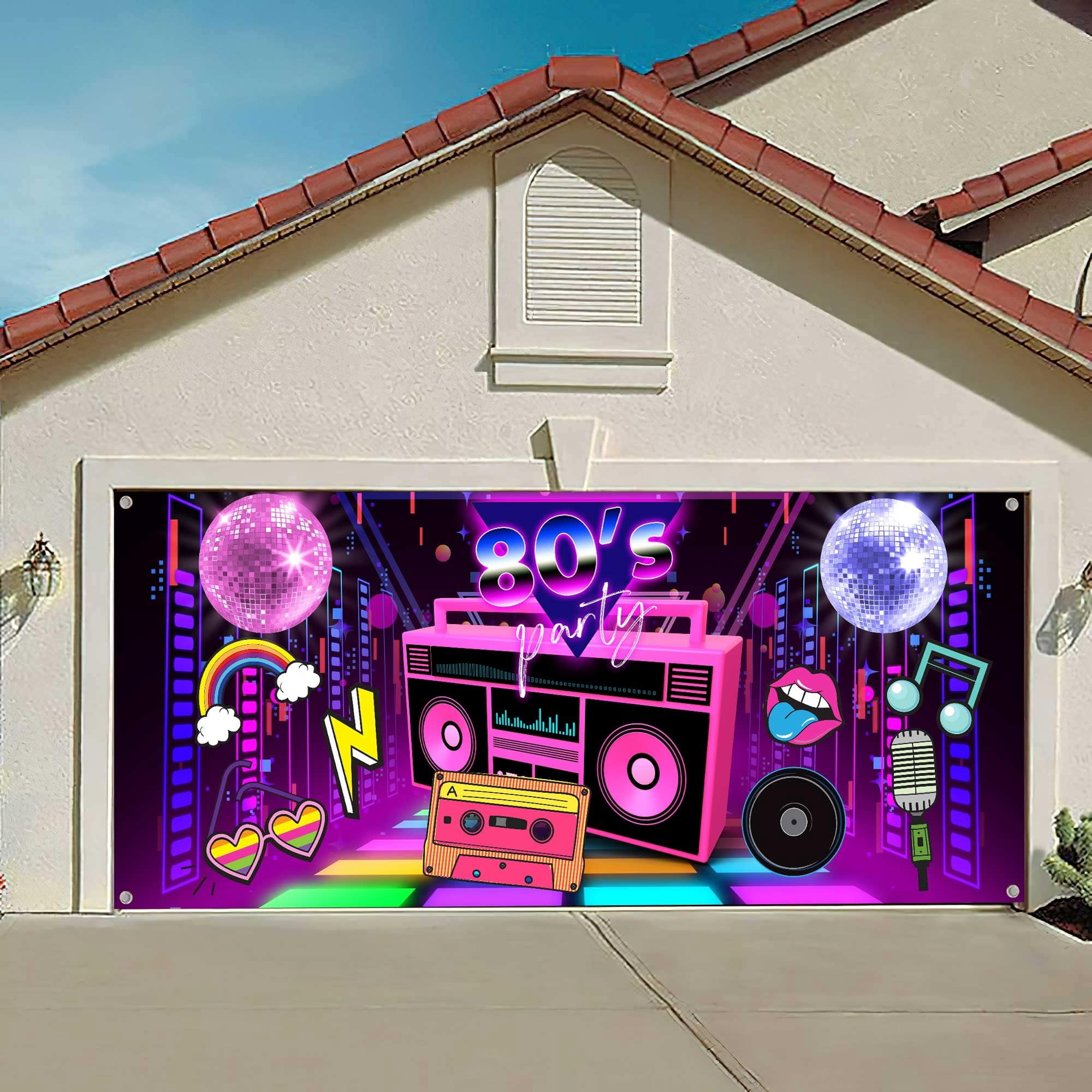 80's Party Decorations Disco Party Garage Door Decorations Background ...
