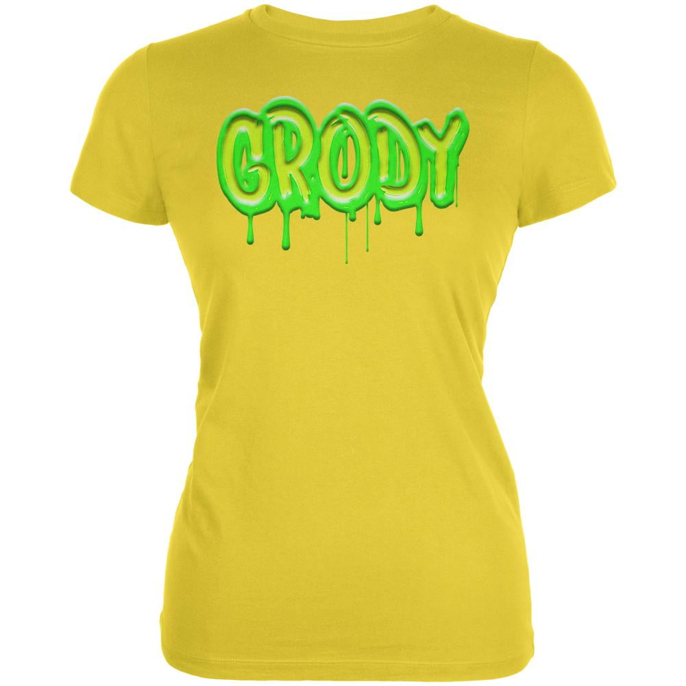 80's Retro Flashback Grody Slime Juniors Soft T Shirt Bright Yellow SM ...