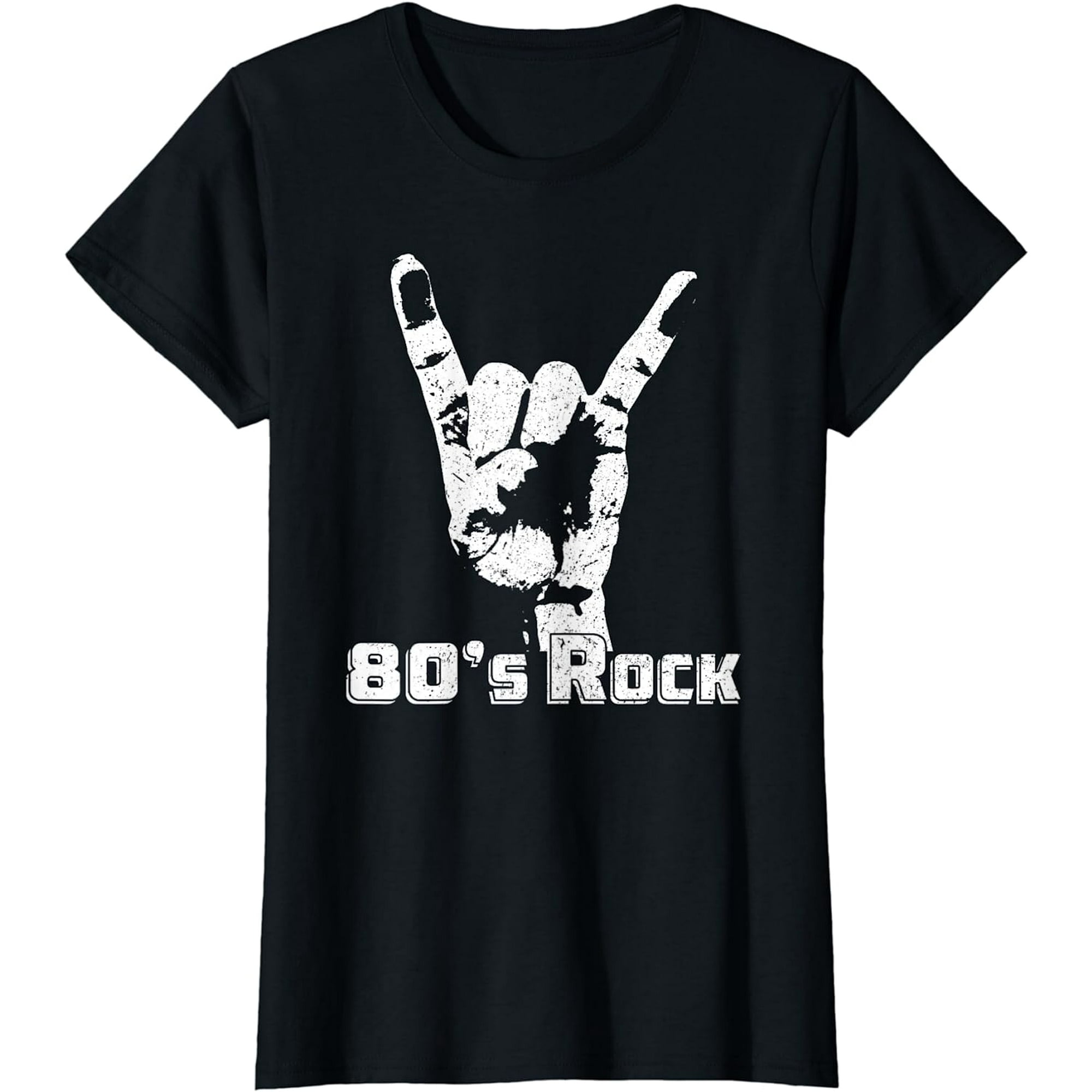 80 s Rock Shirt 80s Rock Band Classic Black T-shirt Short Sleeve Tee ...