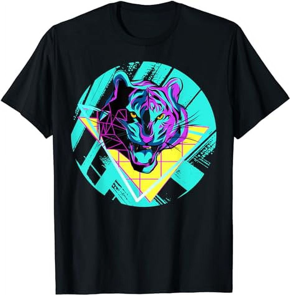 80's Wild Tiger Tee Colorful Party T-Shirt - Walmart.com
