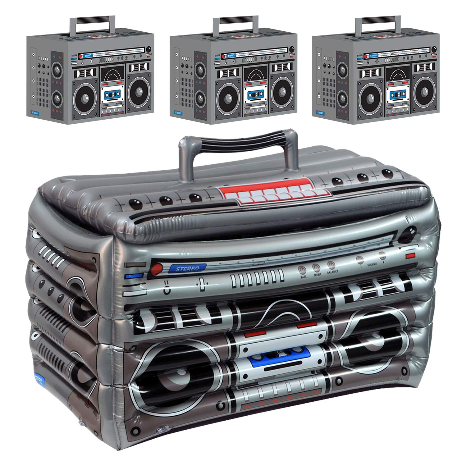 80's and 90's Decades Inflatable Boom Box Cooler (24" W x 16" H) and 3 ...