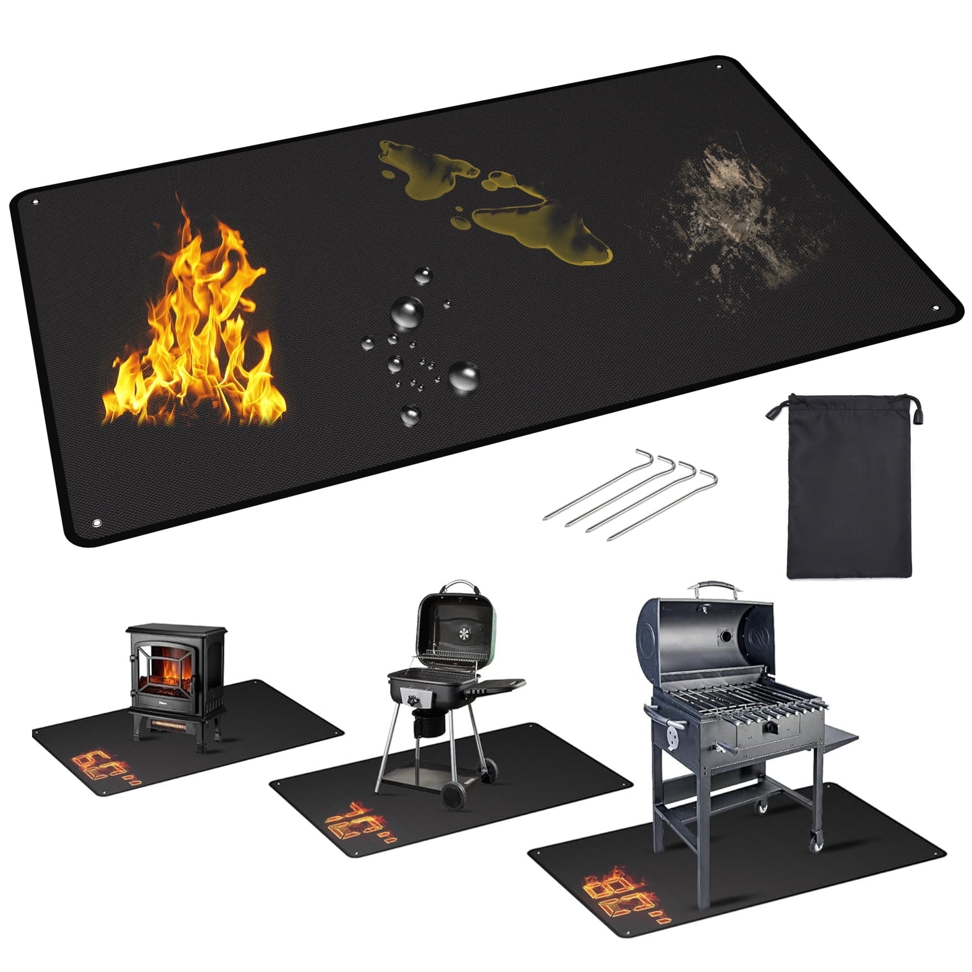 80 x 48 inches Under Mats for Outdoor Grill - BBQ Grill Mats to Protect ...