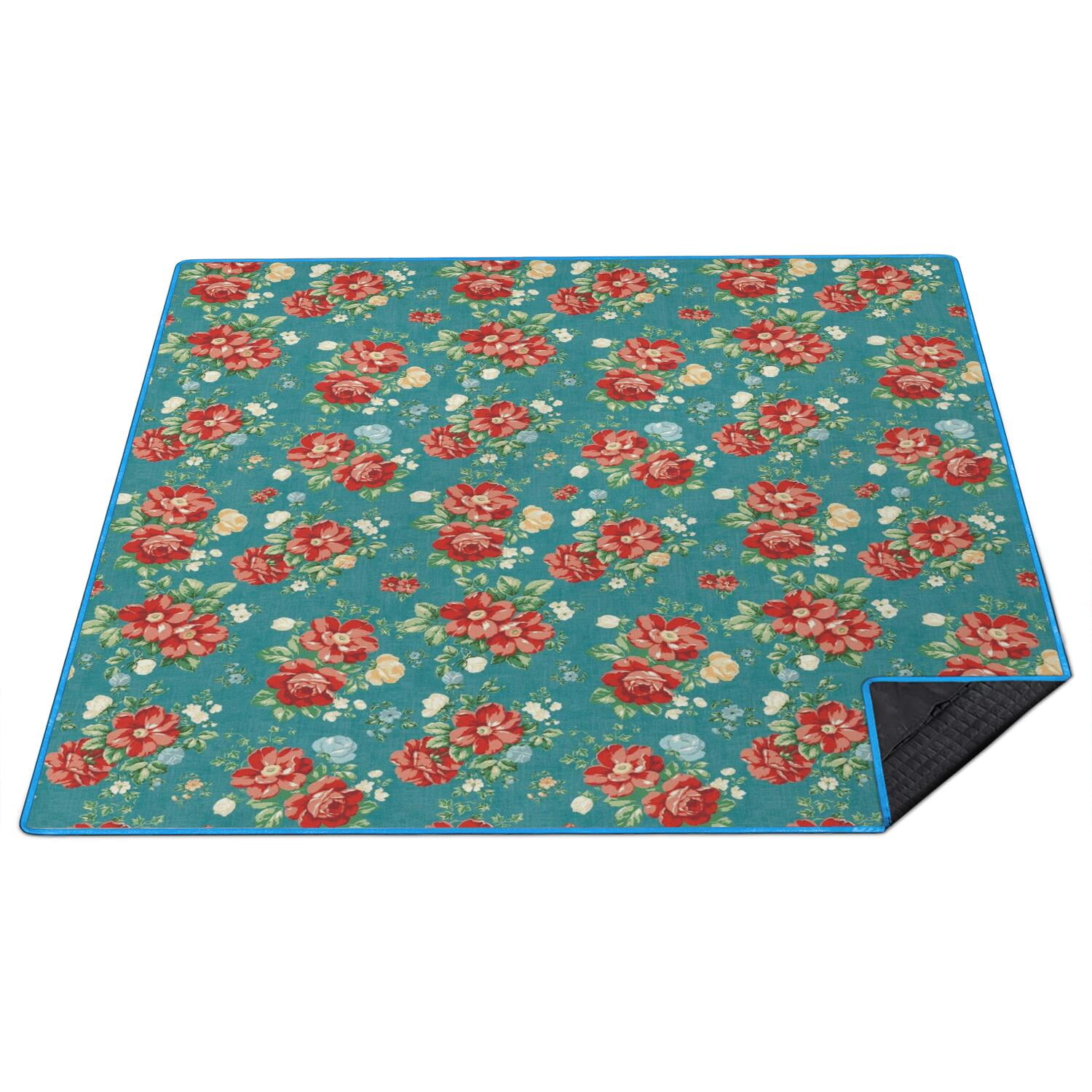 80”x 80”Extra Large Pioneer Floral Picnic Blankets Waterproof Foldable ...