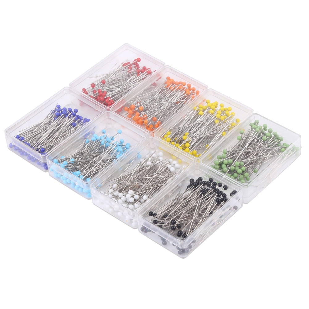 800/1000 PCS Sewing Pins Straight Pins with Colored Ball Glass Heads ...