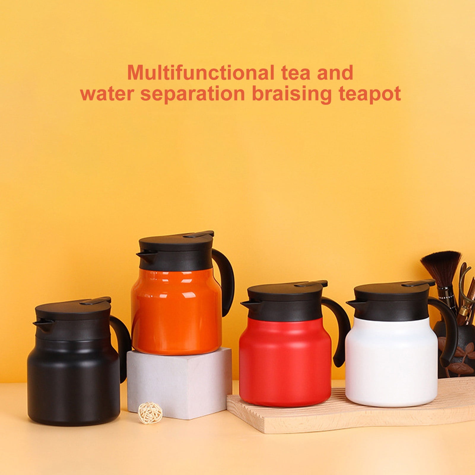 800/1000ML Tea Pot Large Capacity Leakproof Insulated Stainless Steel Thermal Stewed Coffee ...