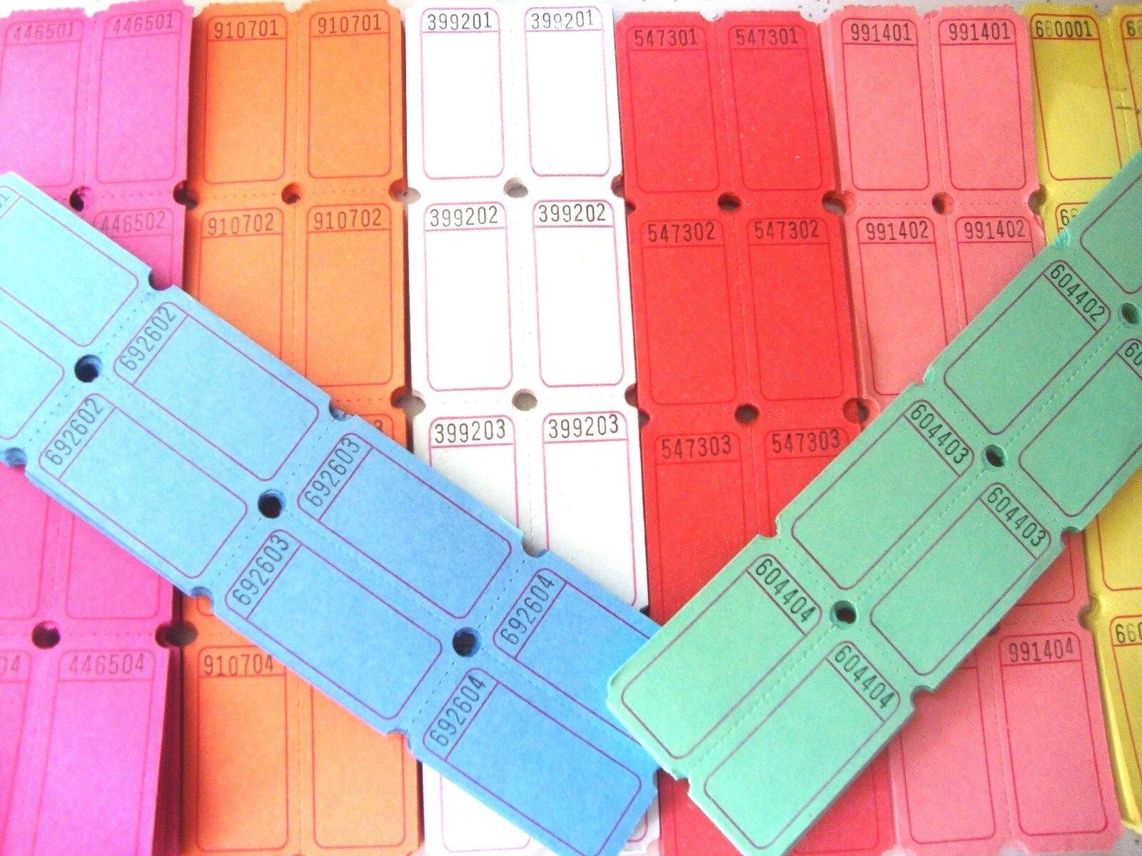 800 BLANK DOUBLE STUB FLAT RAFFLE TICKETS (100 EACH OF 8 DIFFERENT ...