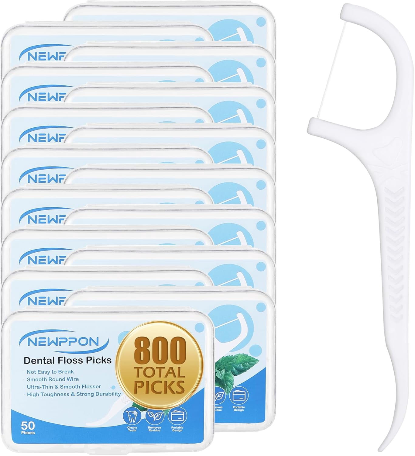 800 Count Dental Floss Picks – Unflavored Floss Sticks with Built-in ...
