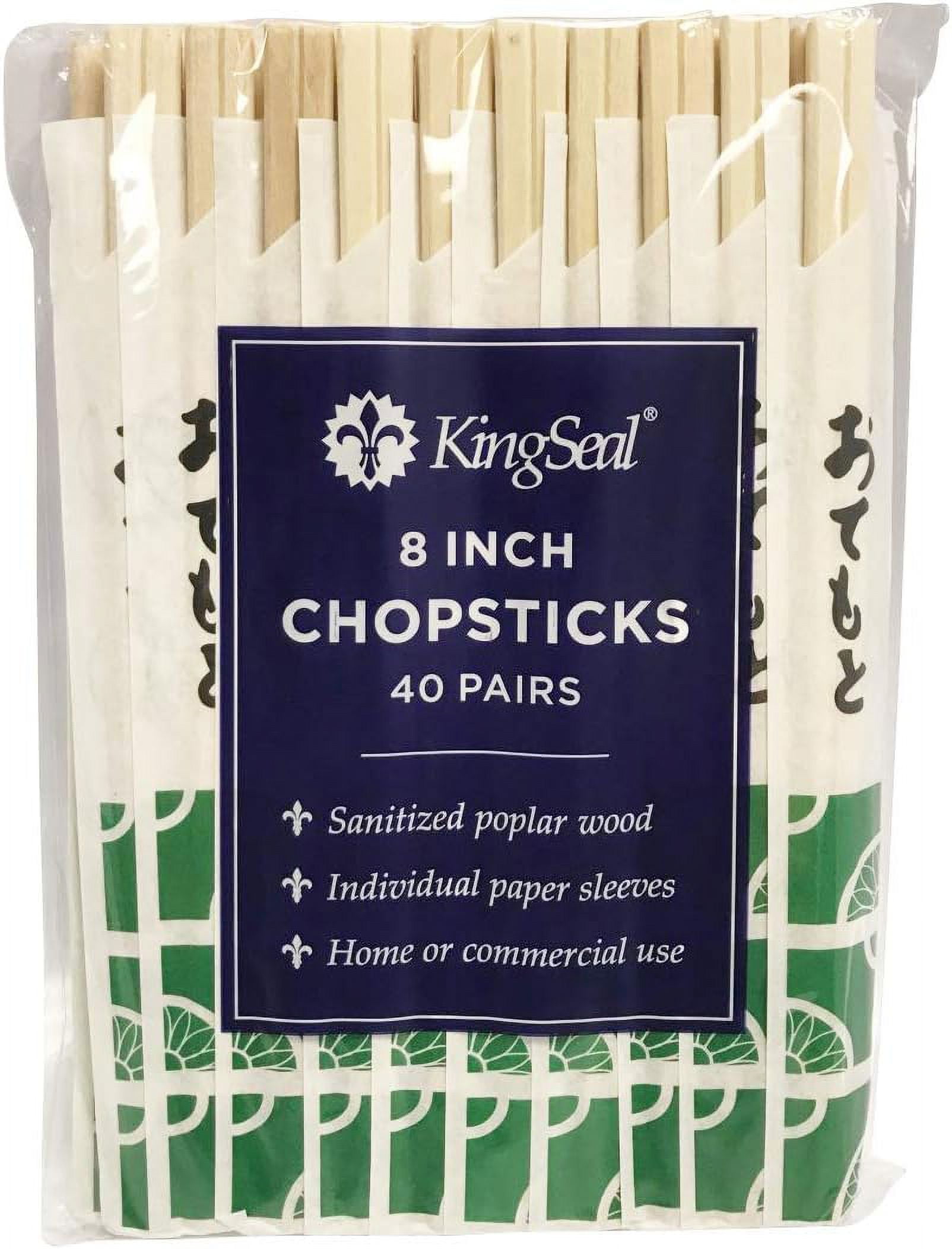 800 Count | KingSeal 8 Inch Natural Poplar Disposable Wood Chopsticks ...