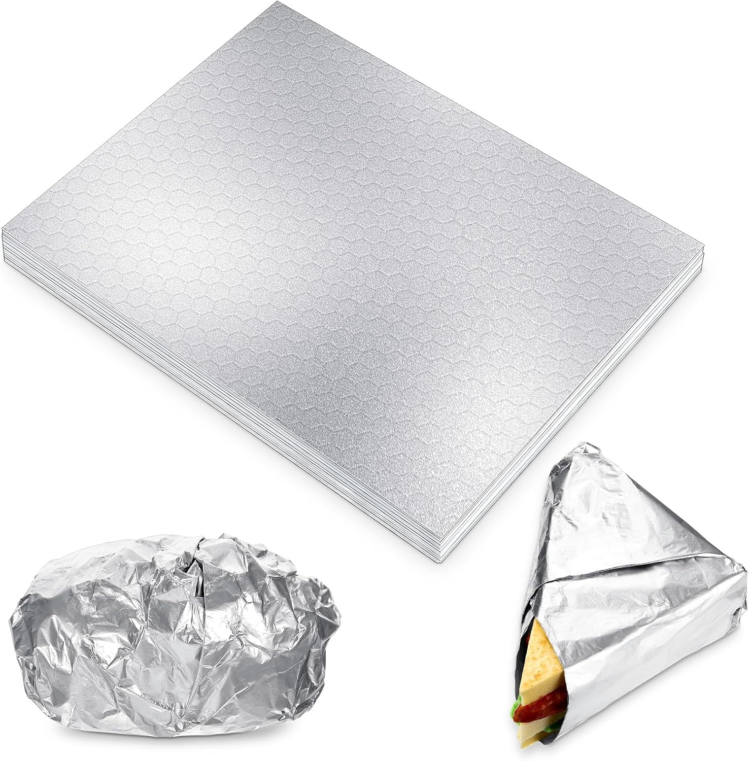 800 Insulated Foil Sandwich Pre Cut Wrap Sheets for Burgers, Burritos ...