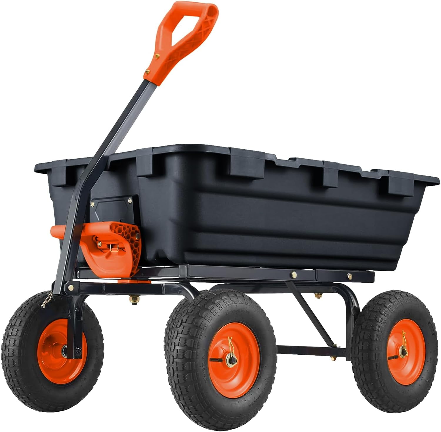 800 LBS Poly Garden Dump Cart, Heavy-Duty Wheelbarrow with 10 in Tires ...