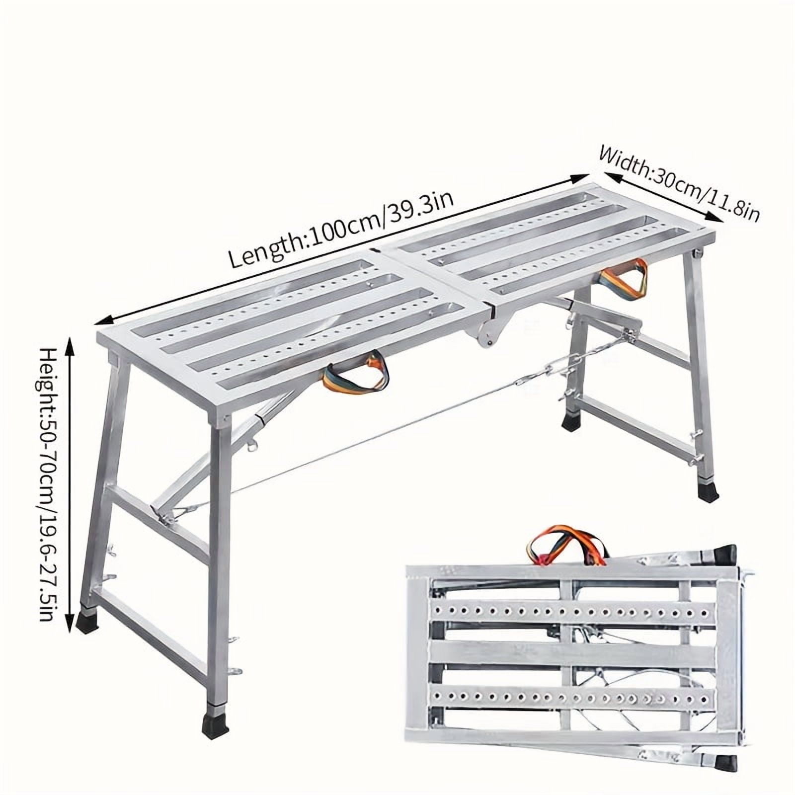 800 Lbs Load Adjustable Steel Folding Ladder Multi-use Tool Holder Work ...