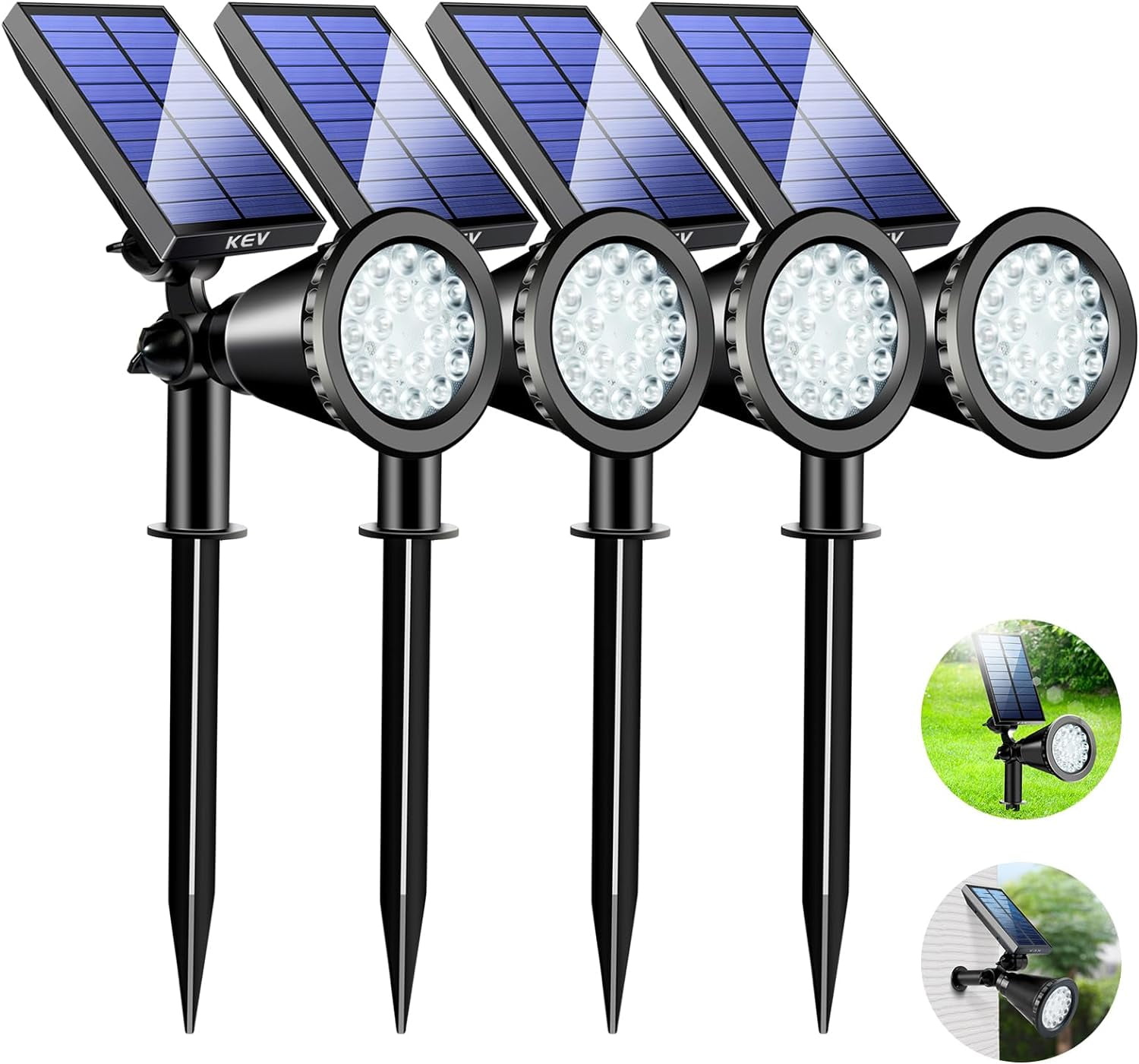 800 Lumens Solar Spot Lights Outdoor,18 LEDs Solar Flood Lights with 2 ...