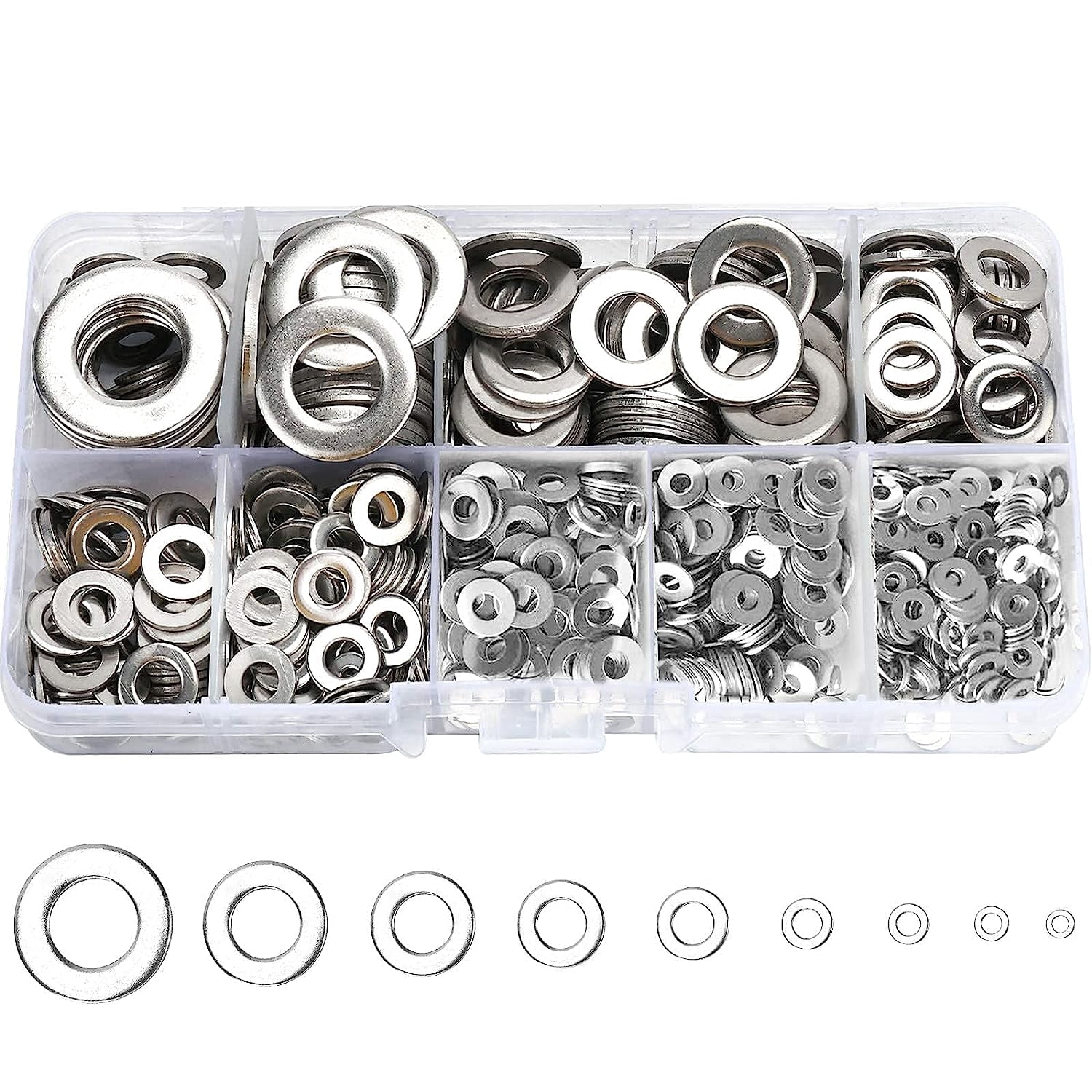 800 Pcs 304 Stainless Steel Flat Washers for Screws Bolts, Fender ...