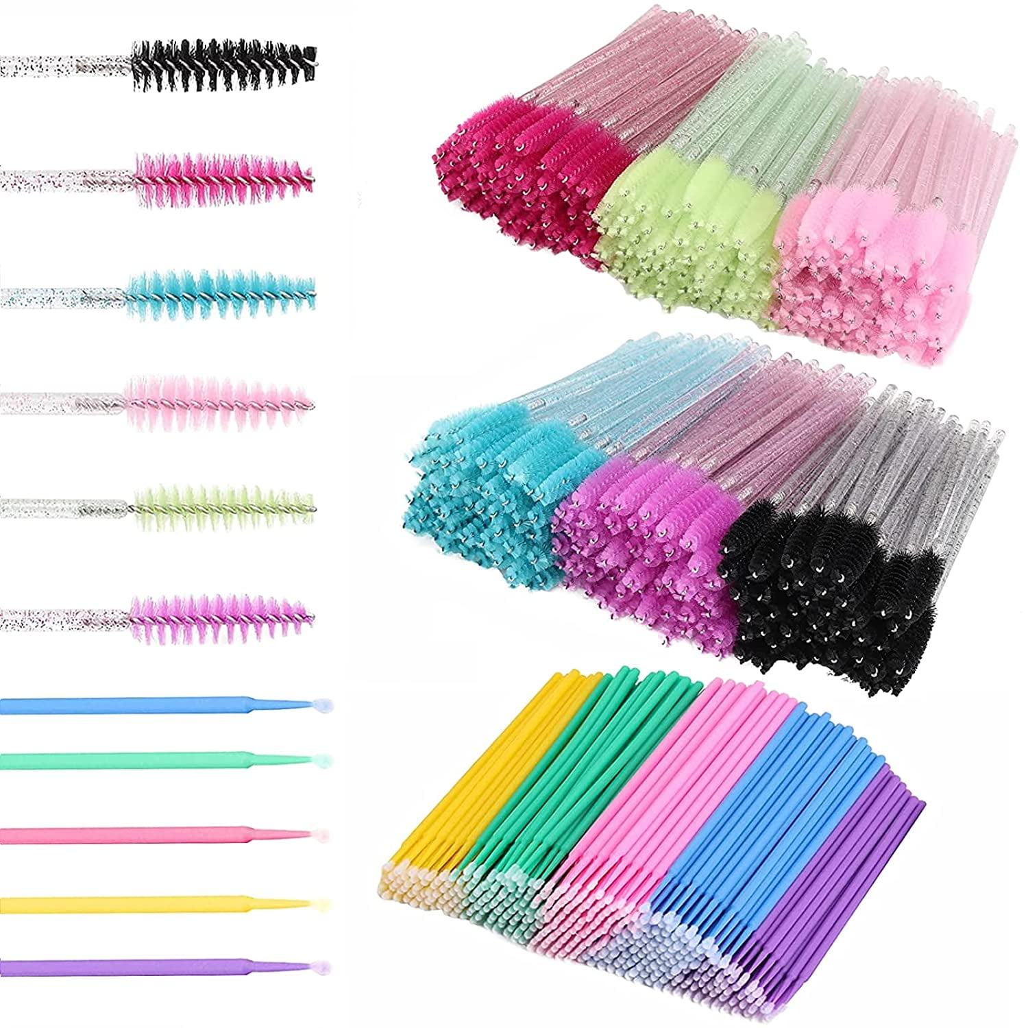 800 Pcs Disposable Micro Applicator Brush and Spoolies for Eyelash ...