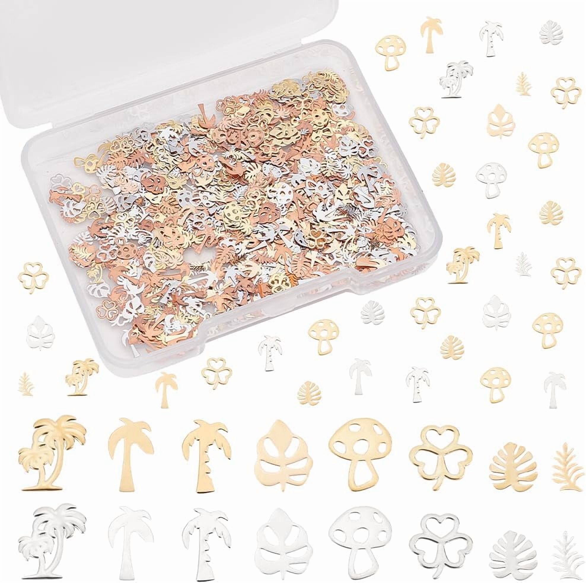 800 Pcs Plant Themed Resin Filler Clover Coconut Tree Brass Epoxy Resin ...