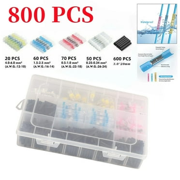 600PCS 26-24 AWG White Solder Seal Wire Connectors , Heat Shrink Butt ...