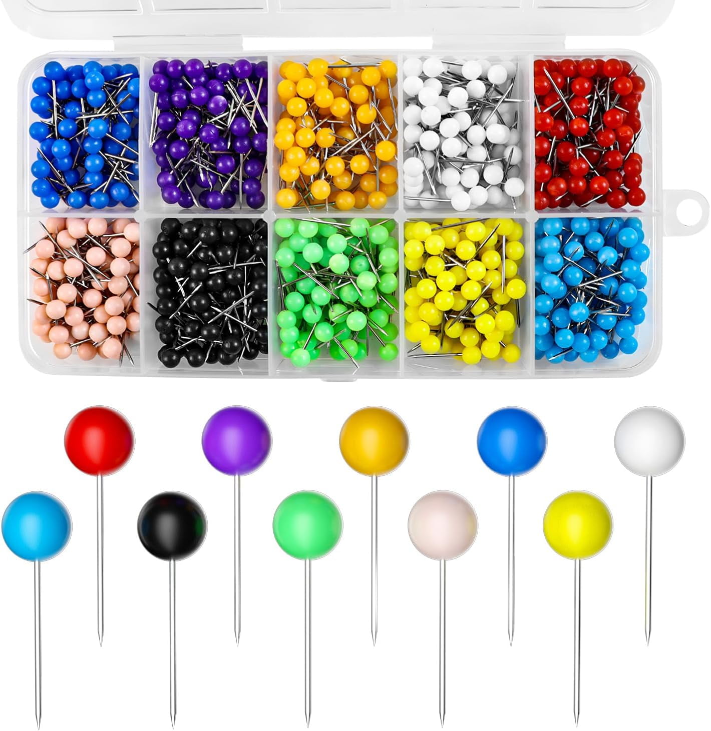 800-Piece Colored Map Pins - 10 Colors for DIY & Cork/ Bulletin Boards ...