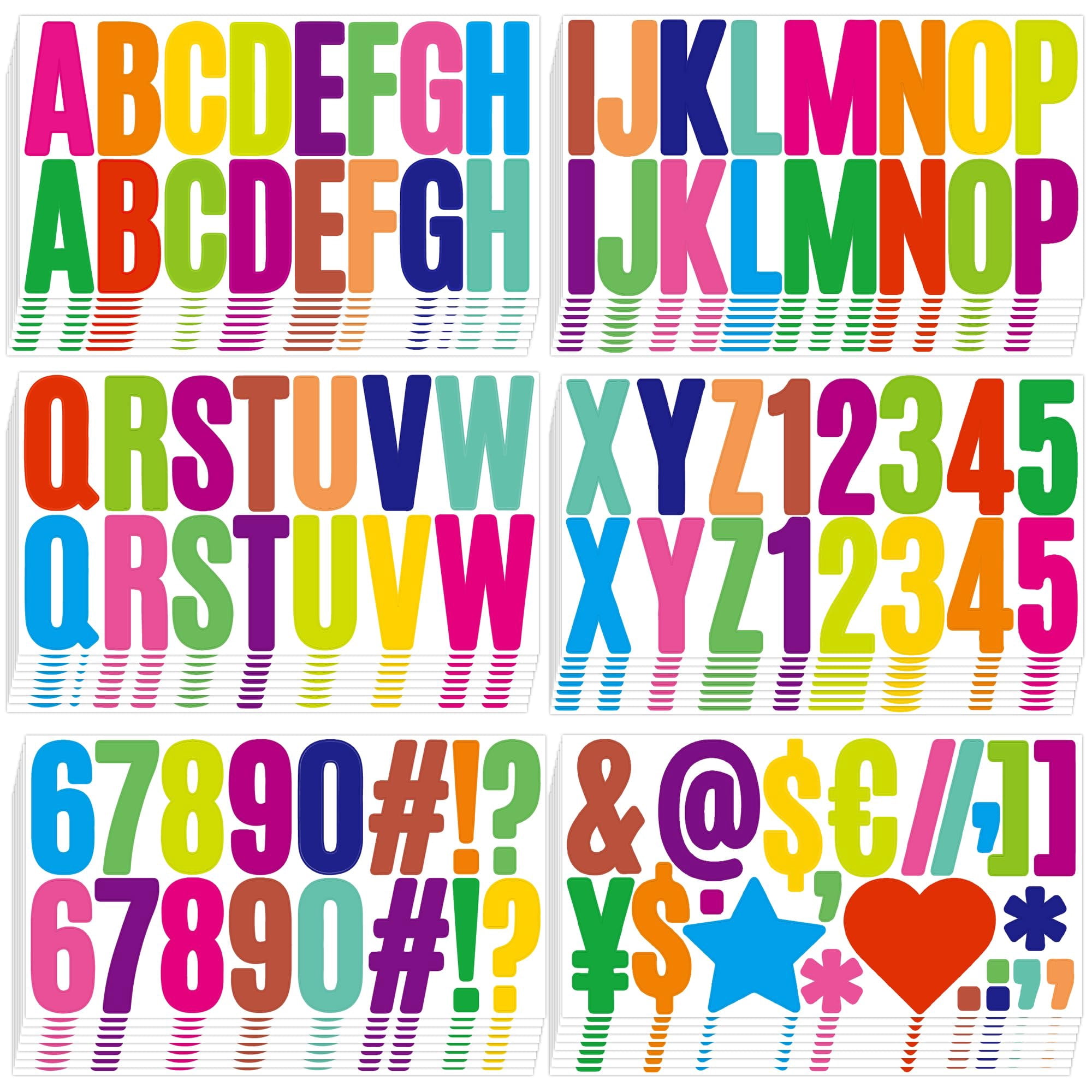 Neasyth 48 Sheets Letter Stickers Large Alphabet Number Stickers 2.5 ...