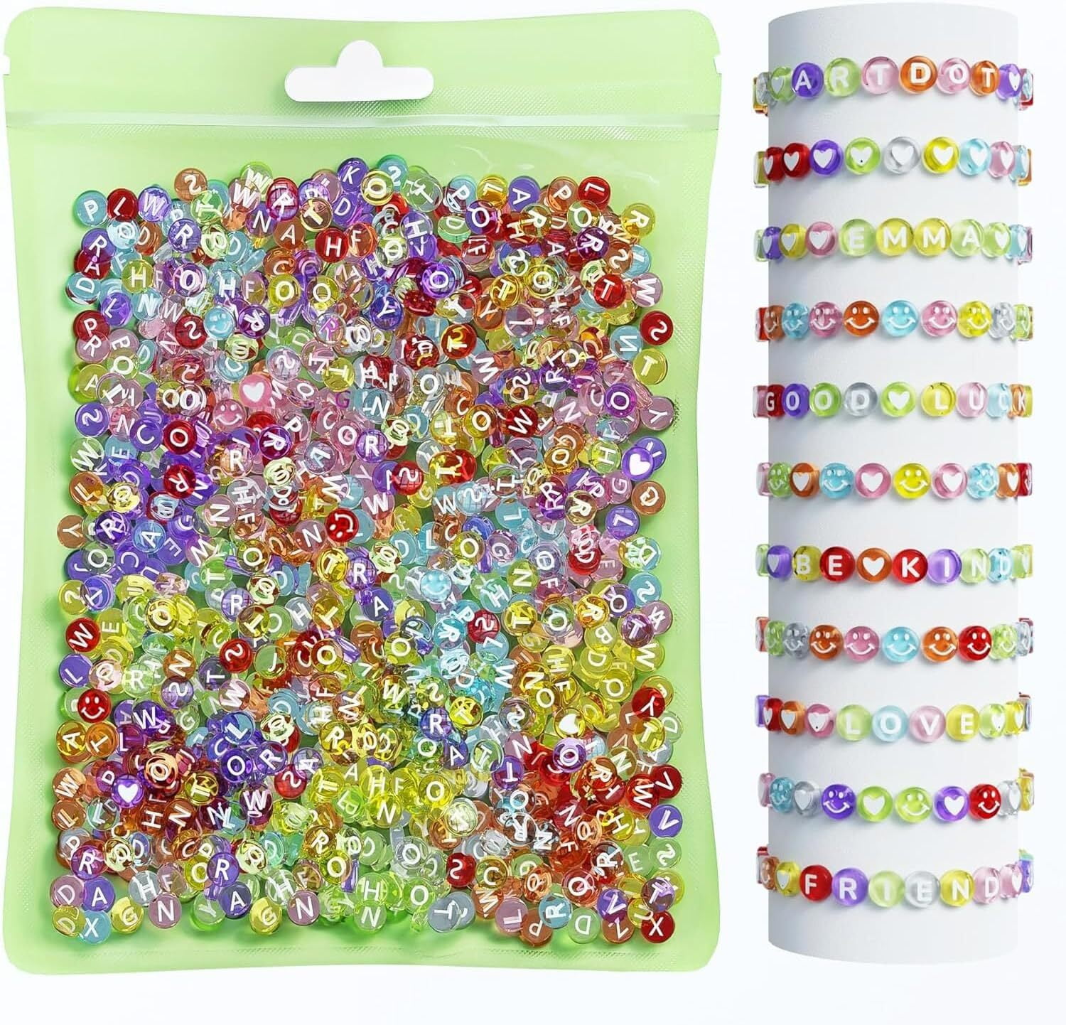 800 Pieces Assortment Letter Beads for Friendship Bracelets Making Kit ...