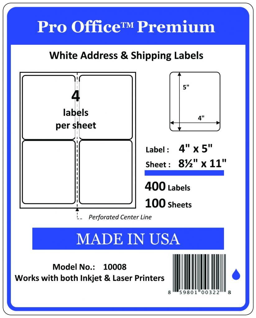 800 Shipping Labels-4X5-Round Corner-4 Per Sheet--Blank Labels-Self ...