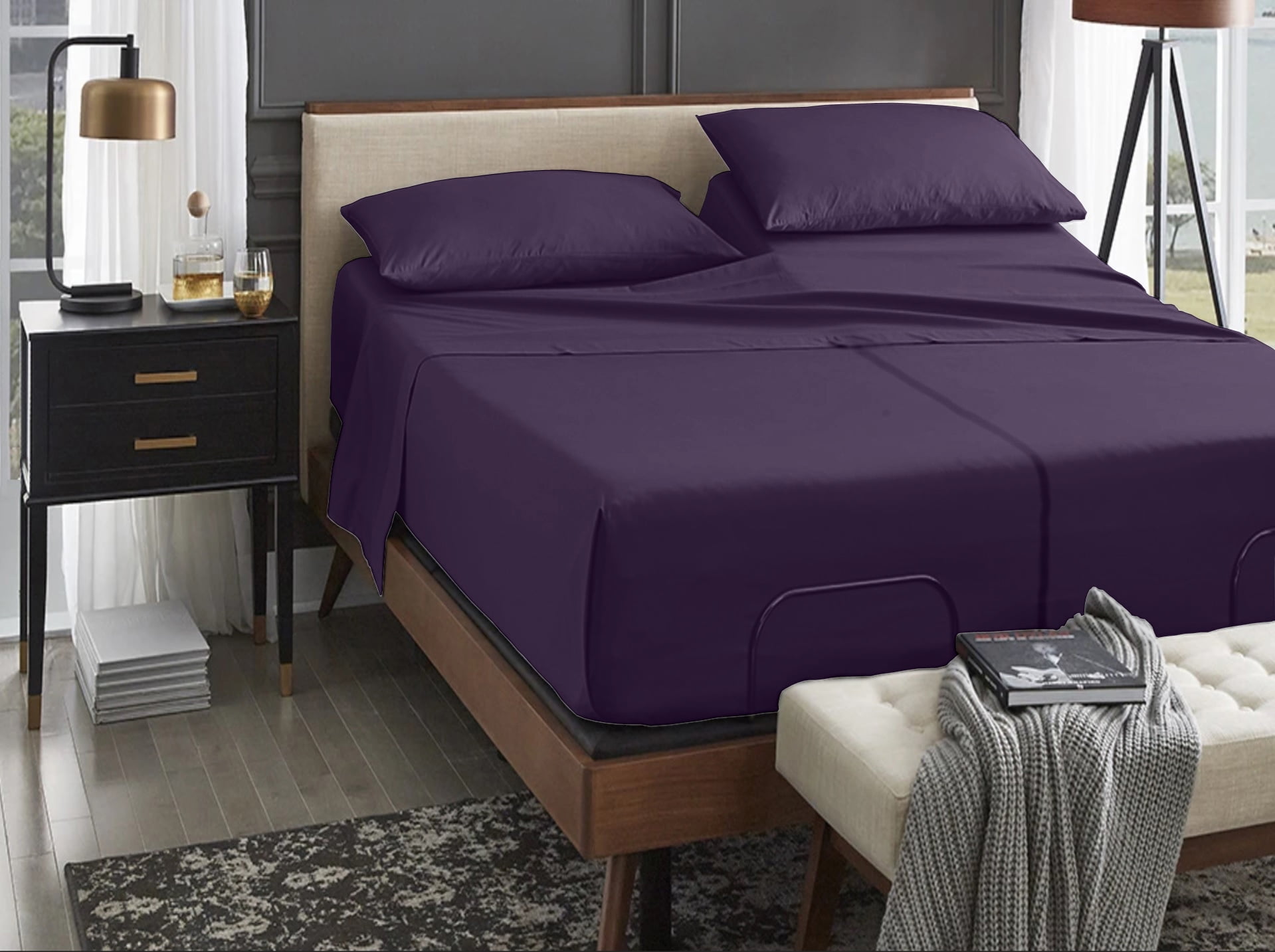 ABORN Giza Egyptian Cotton 800 Thread Count 5 PC Split CalKing Bedsheet ...