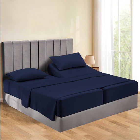 800-Thread Count Egyptian Cotton 5-Piece Split Queen Sheet Set, 13-15 ...