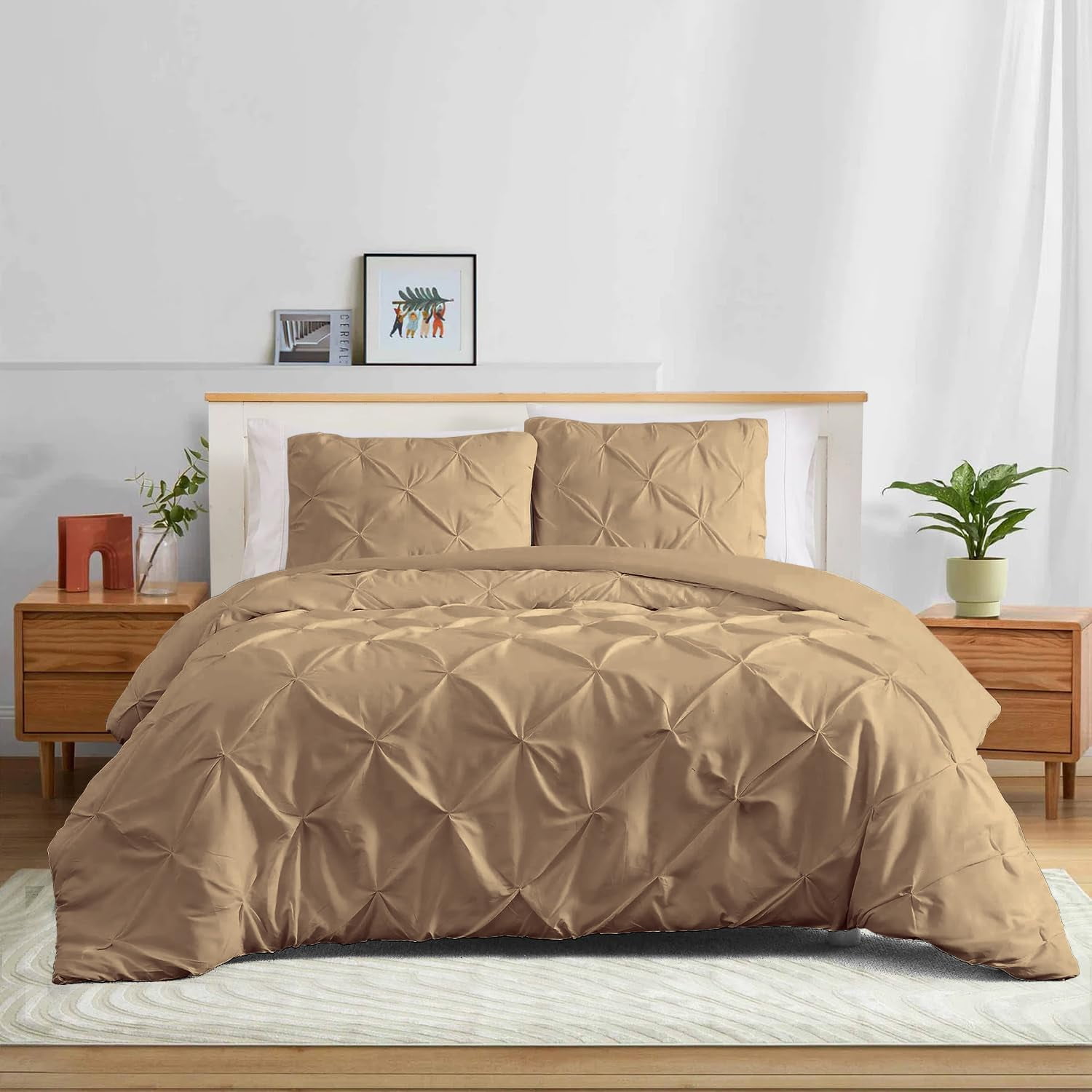 800 Thread Count Pinch Pleated Pintuck Decorative Soft & Cozy 3-PCs ...