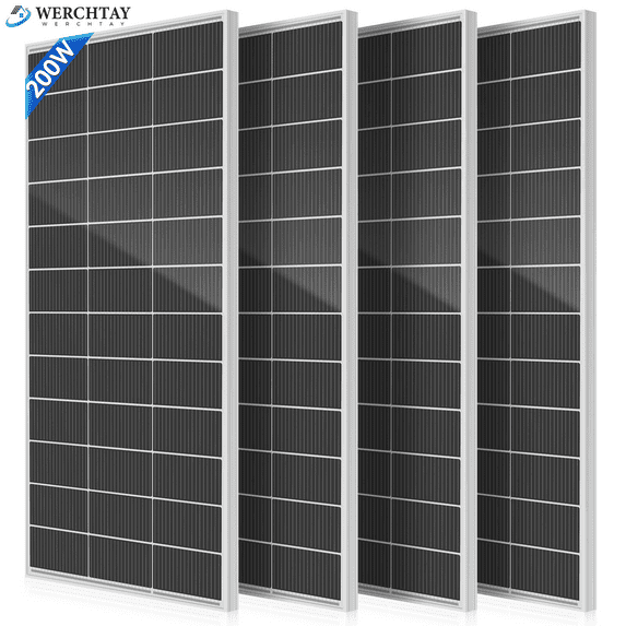 800 Watt 18BB Solar Panel, 4 Pack of 200W Monocrystalline Cell High ...